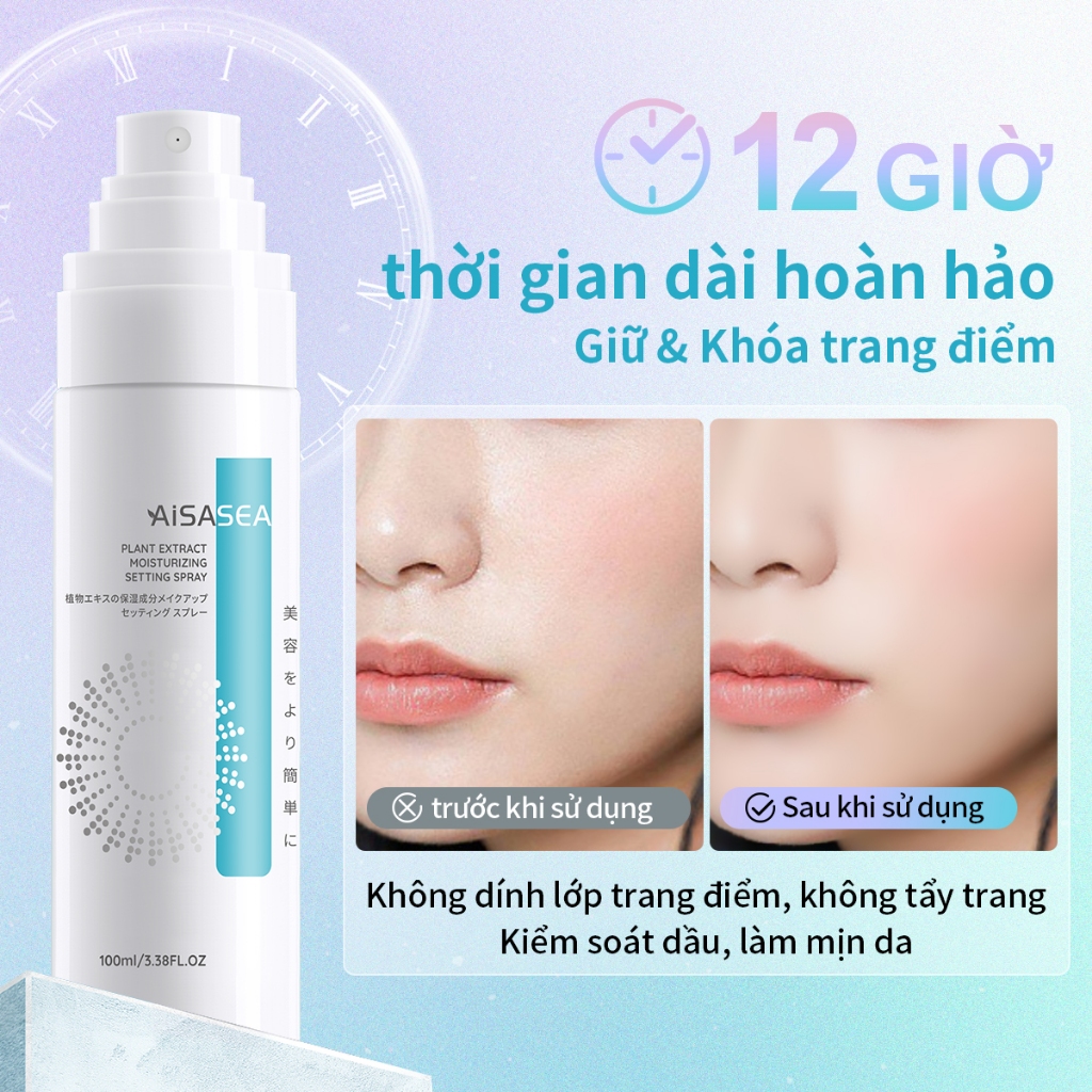 AISASEA xịt khóa makeup xịt khóa chiết xuất thực vật kiềm dầu lâu trôi ...