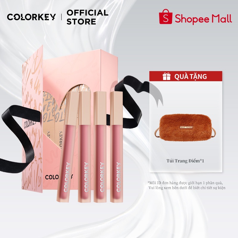 Bộ quà tặng son môi kem COLORKEY nhật ký tình yêu lì chống nước lâu ...