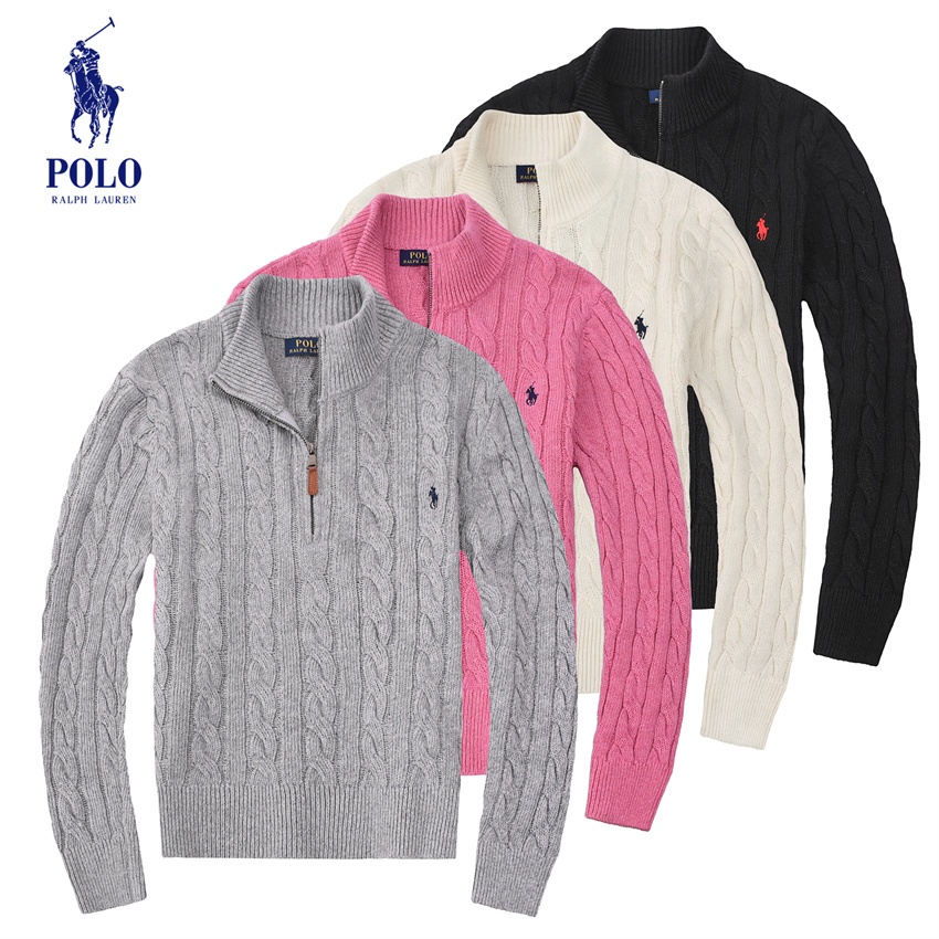 Ralph Lauren RL Nữ Thu Đông Ấm Áp Dài Tay Áo Len Đứng Cổ Áo Len Xoắn ...