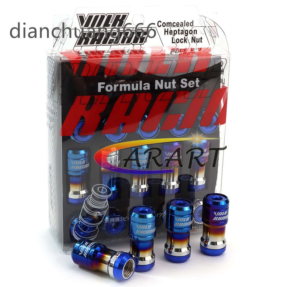 Volk Titanium Blue Car chống trộm Công thức Nut M12 1.5 Lugnuts Vành ...