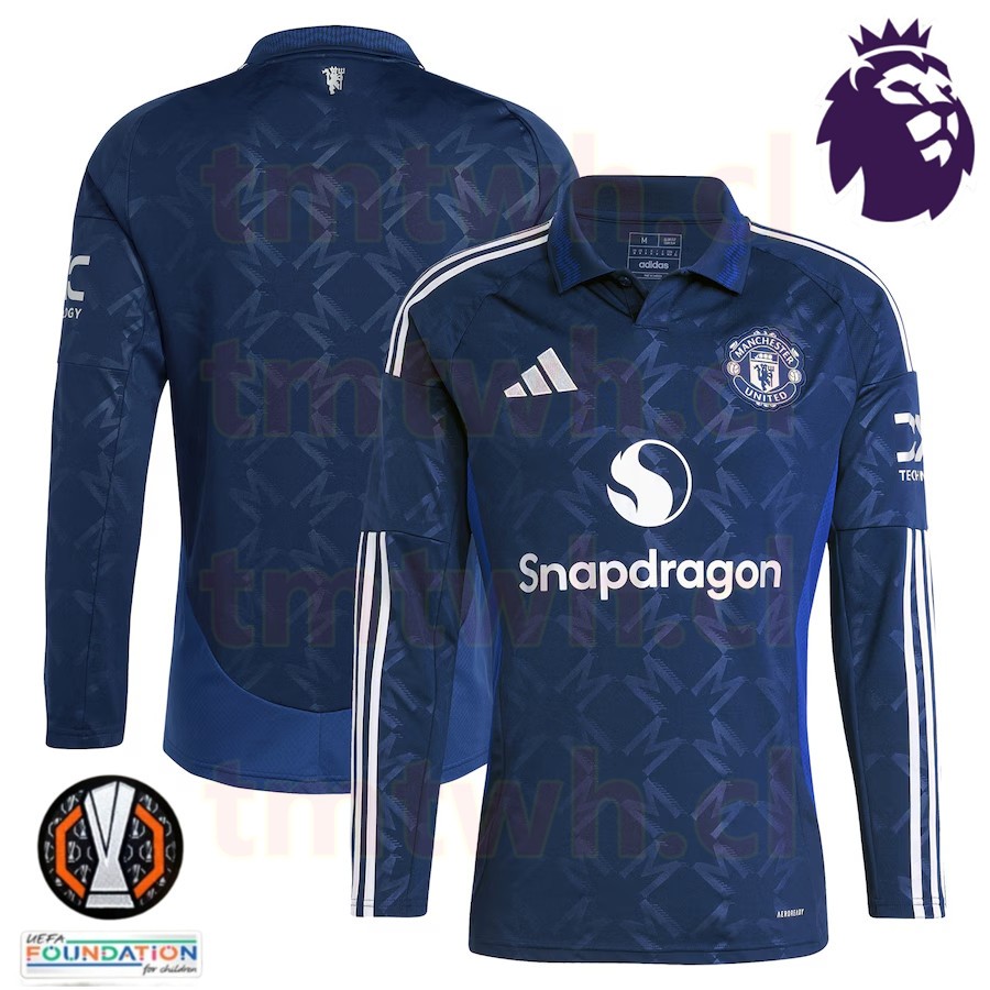 2024 MAN U Manchester United Áo bóng đá nam dài tay màu xanh sân khách ...