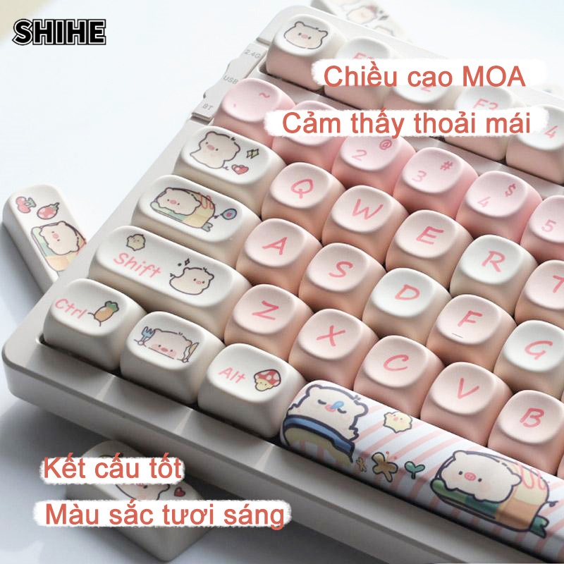Keycap heo con màu hồng MOA chiều cao PBT keycap năm mặt thăng hoa trọn ...