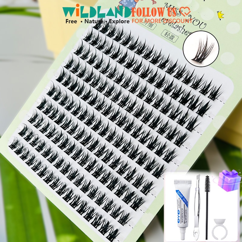 Lông mi giả hình gai lúa mì dung tích lớn 10 hàng Wispy tự nhiên dày và ...