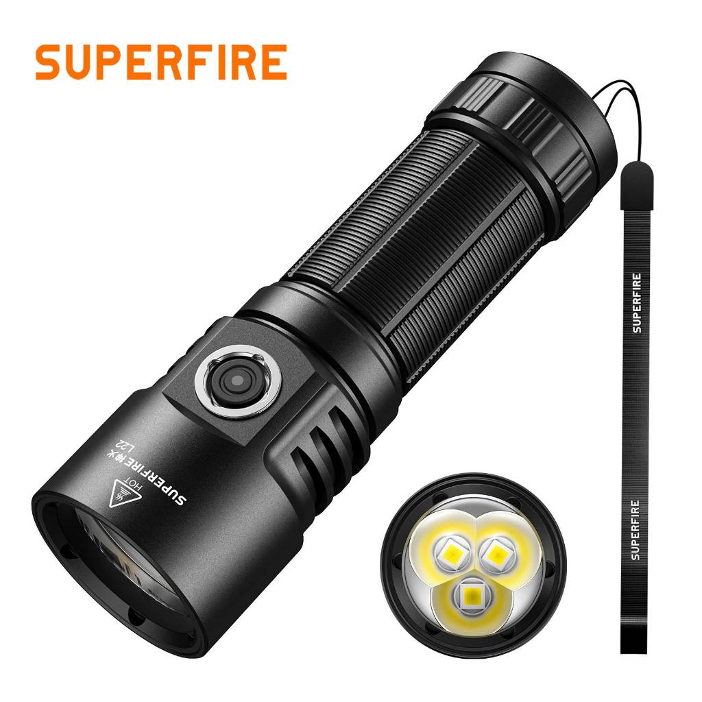 Đèn pin LED SUPERFIRE L22 60W Siêu sáng 5000 Lumen Đèn pin Power Bank Chức năng sạc lại Đèn lồng ...