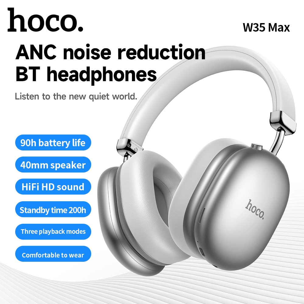 Tai nghe Bluetooth giảm tiếng ồn ANC không dây HOCO W35 Max Tai nghe chơi game chờ dài BT 5.4 ...