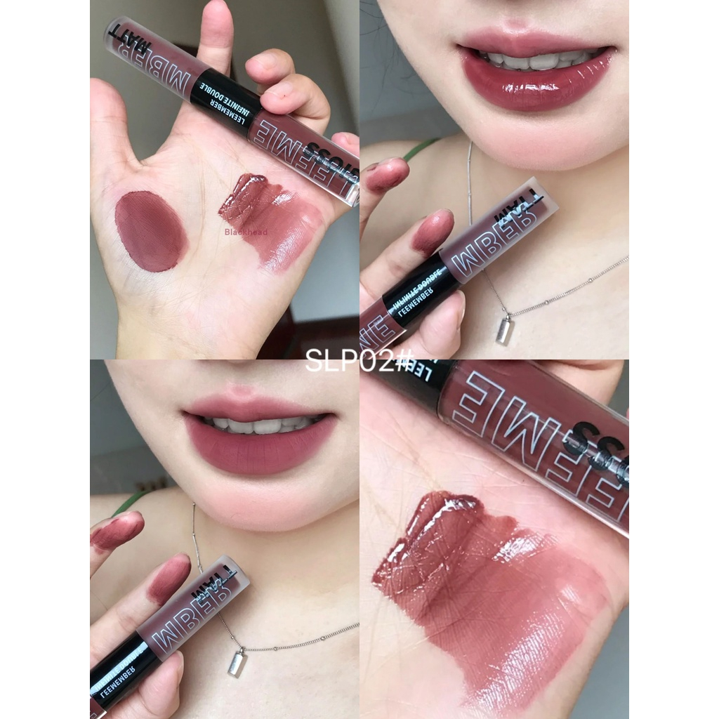 [Khăn choàng MỚI] LEEMBER Double Head lip glaze SLP02 lip Liner + Son dưỡng ẩm BB04 | Shopee ...