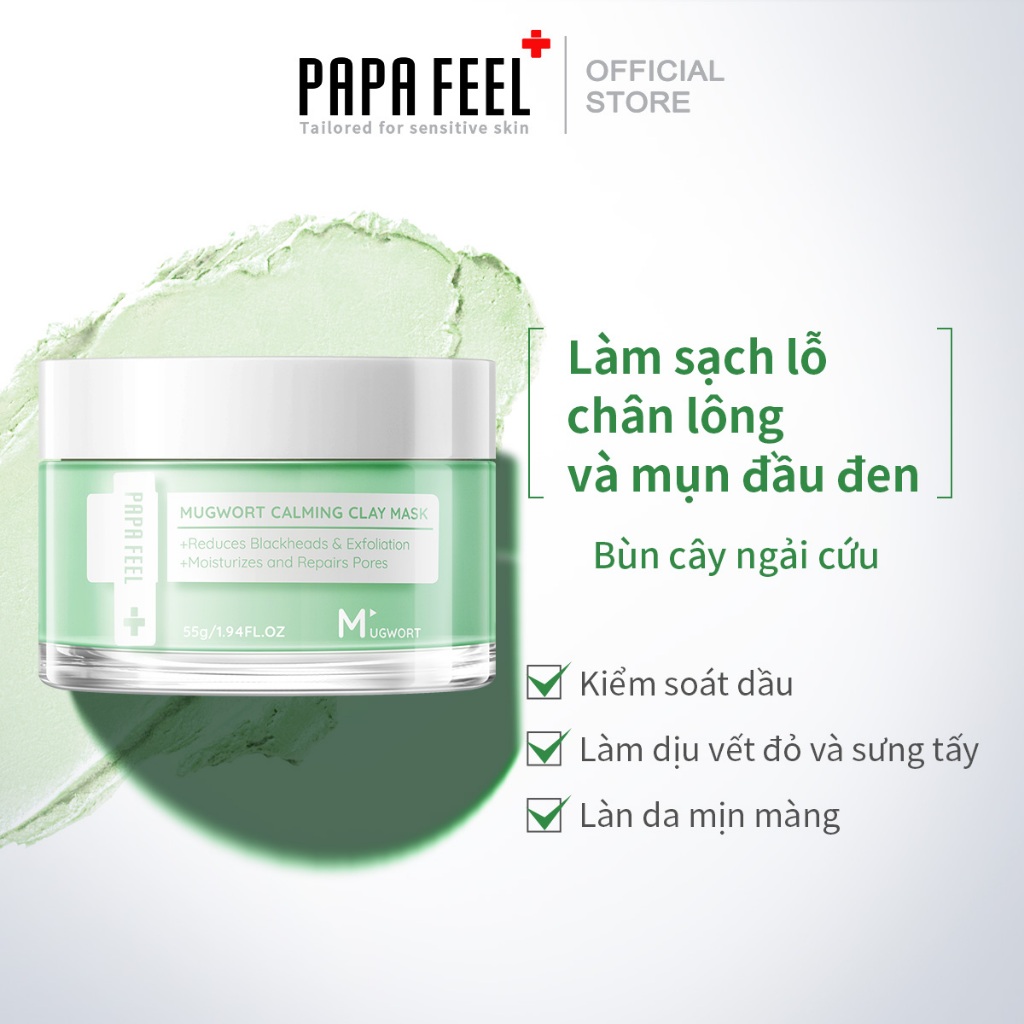 PAPA FEEL Mặt nạ đất sét dịu mụn ngải cứu 110g cải thiện tình trạng da ...