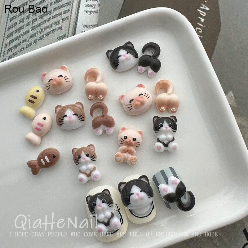 Rou Bao 50 Chiếc Móng Tay Mèo Dễ Thương Cá Series Taiyaki Hoạt Hình Nhựa Móng Tay Nghệ Thuật DIY ...