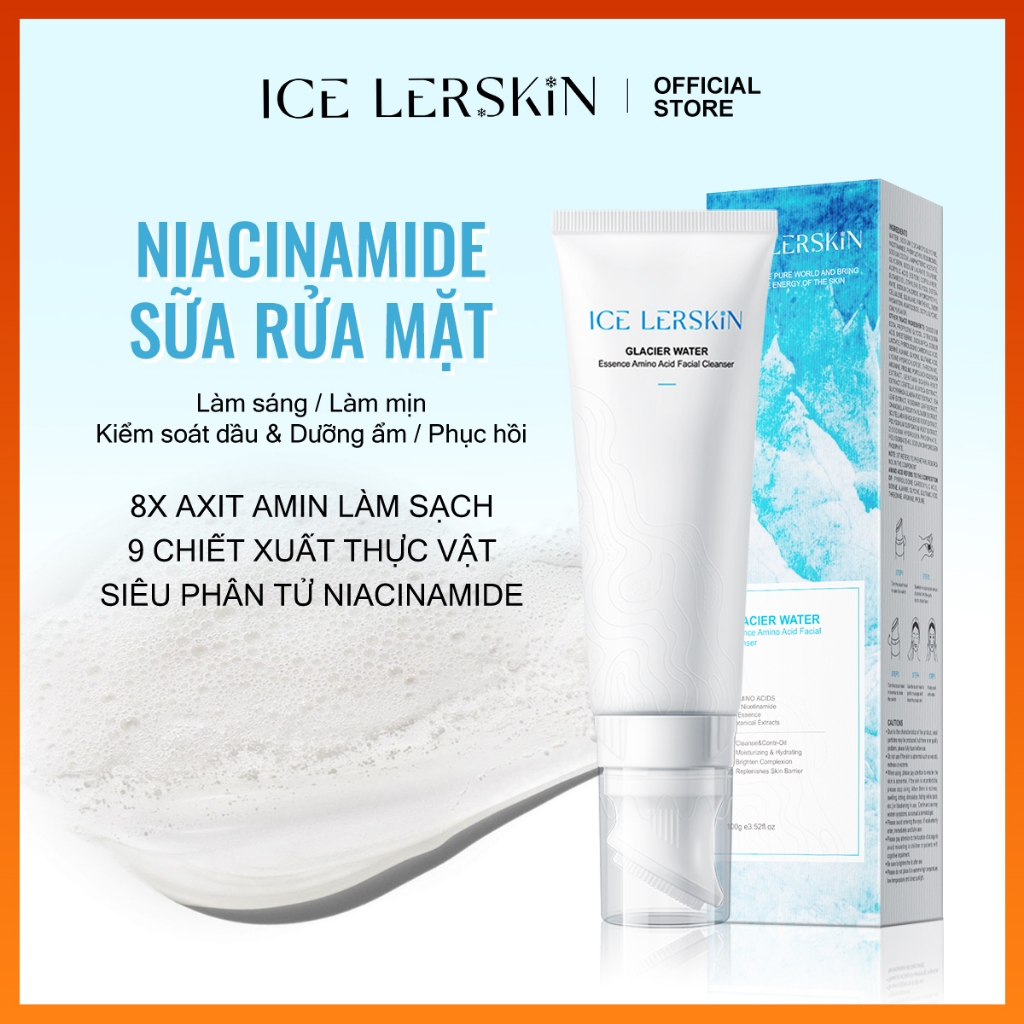 ICE LERSKIN Glacier Water Essence Cleanser 100g, dưỡng ẩm và làm sạch ...