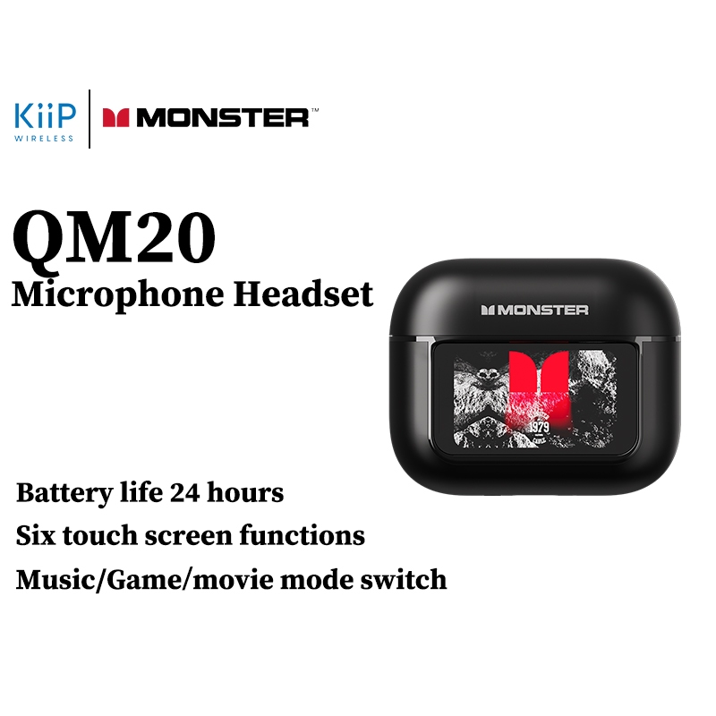 Tai nghe Bluetooth KIIP x Monster QM20 Không dây âm thanh nổi 5.4 Tai nghe giảm tiếng ồn ...