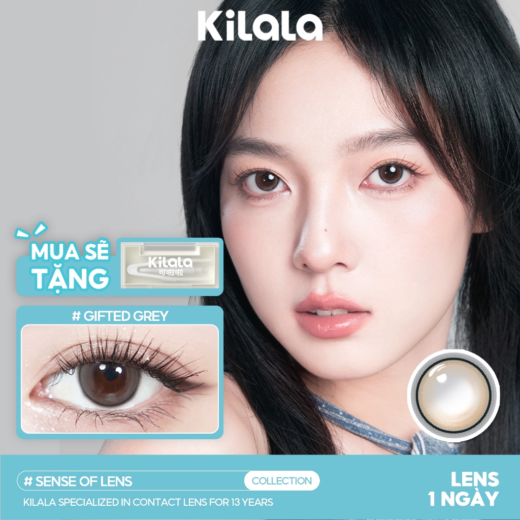 10 chiếc Kính áp tròng Kilala lens 1 ngày màu xám Gifted Grey màu nâu ...