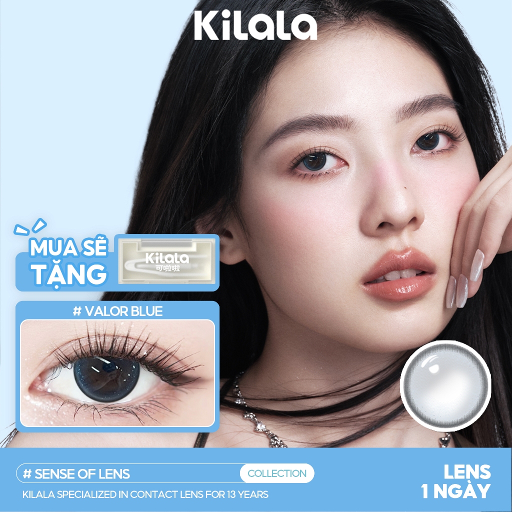10 chiếc Kính áp tròng Kilala lens 1 ngày màu lam Valor Blue DIA 14.2mm ...