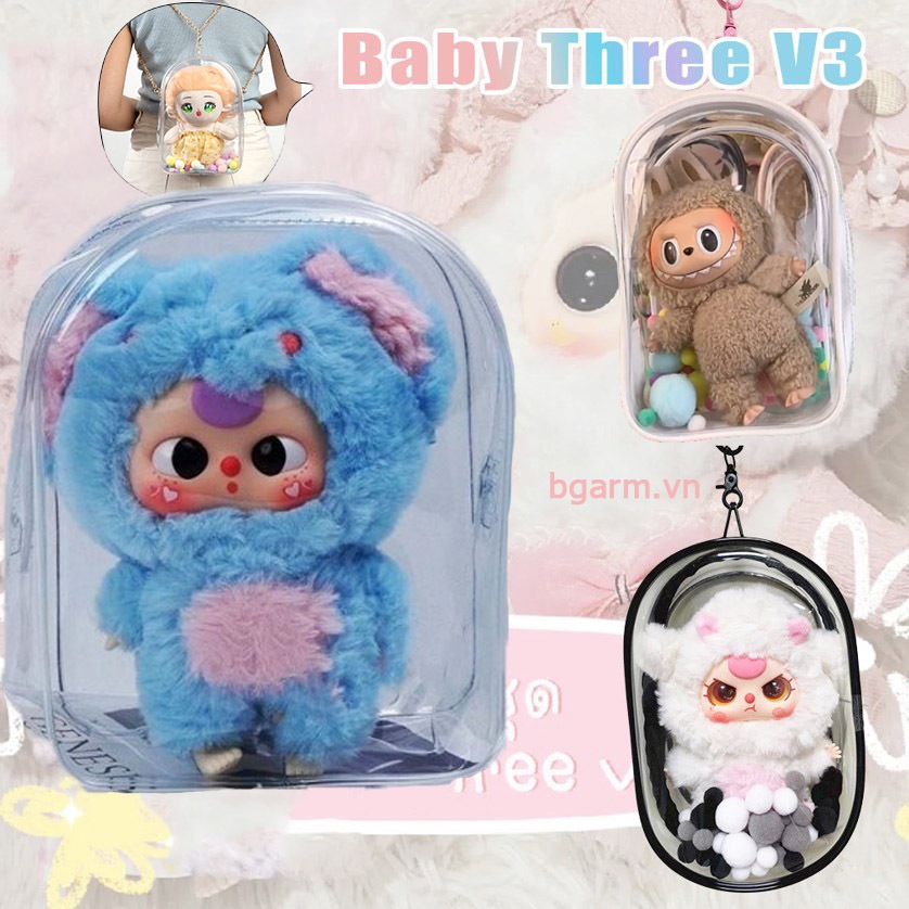 23cm Baby Three V3 / V2 / V1 Labubu Móc Khóa Túi Búp Bê Trong Suốt Mini ...