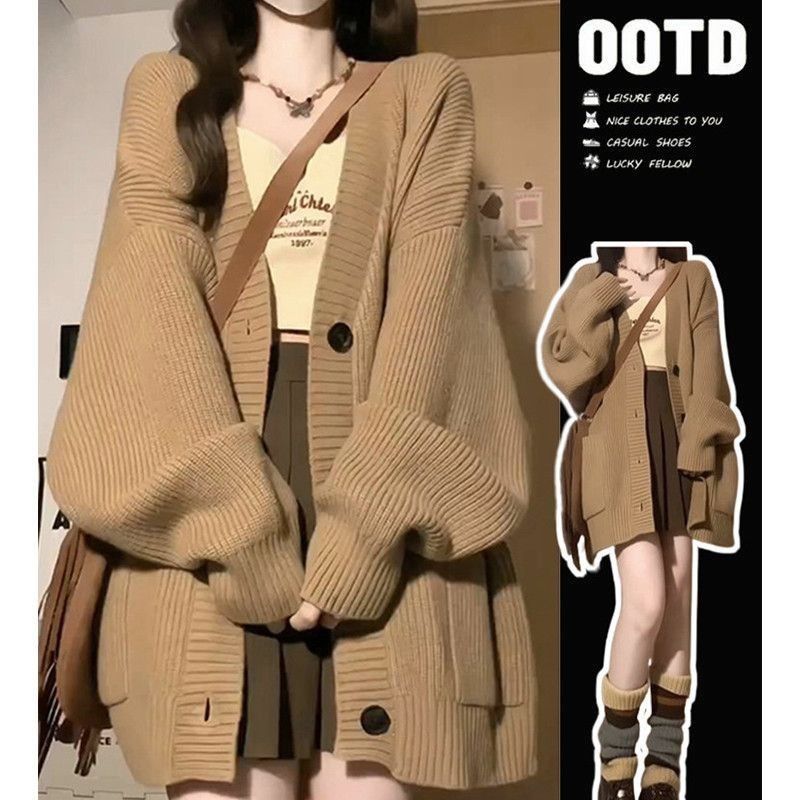Xiang Nian Ni Phong Cách Nhật Bản Retro Lười Áo Len Dệt Kim Nữ Mới ...