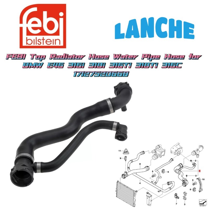 Febi Top Ống Tản Nhiệt Ống Nước Cho Xe BMW E46 316i 318i 316Ti 318Ti ...