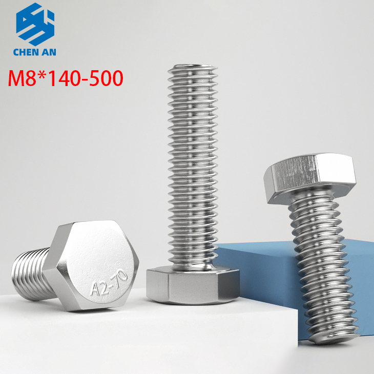 M8 * 140 Hex Bolt SUS 304 Thép không gỉ Lớp A2-70 DIN933 Vít Skru Cờ lê ...