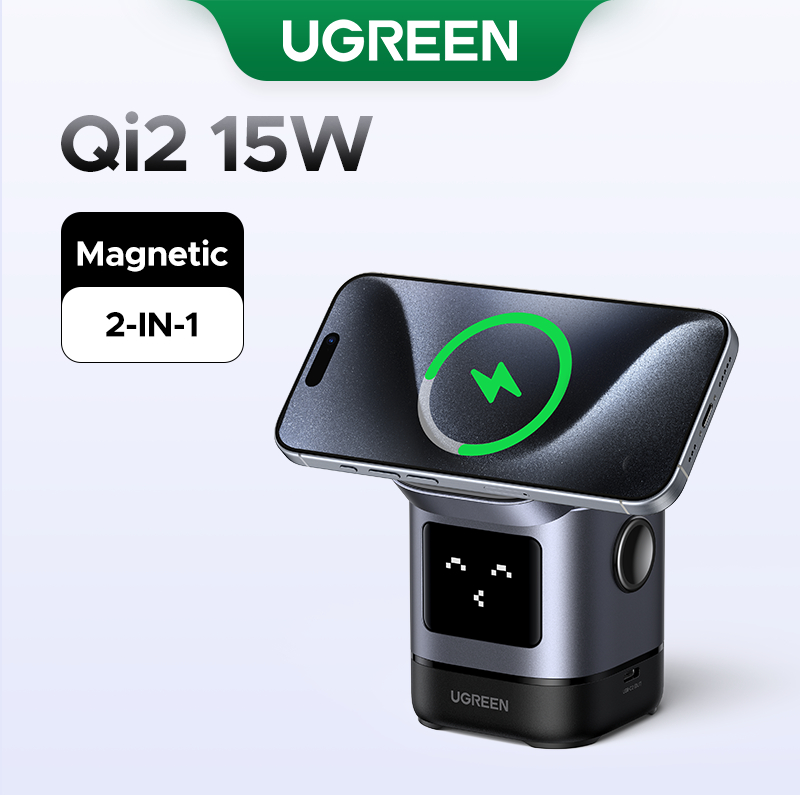 Mới được giảm giá Bộ sạc không dây Ugreen 2 trong 1 UNO 25W Max Qi2, 15W Max for iPhone 16 pro ...