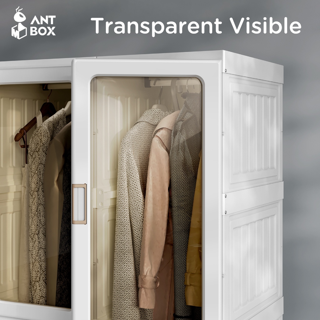 Tủ Quần Áo Trong Suốt ANTBOX 6-15 Ngăn 1-3 Móc 360L-890L Thời Trang Di Động Phòng Ngủ Phòng Cho ...