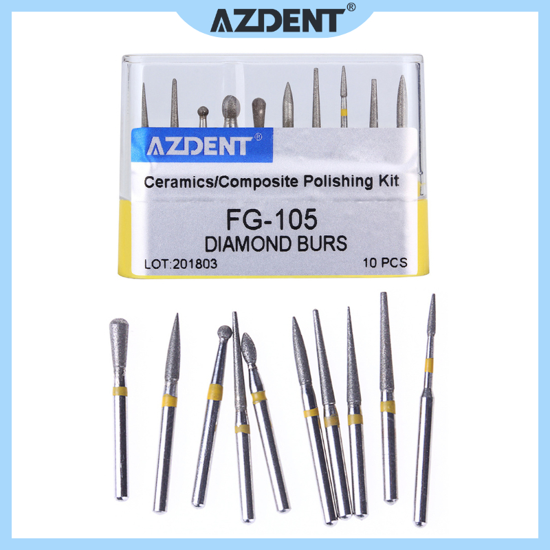 10 chiếc | Azdent Dental Diamond FG Burs Gốm sứ / Bộ đánh bóng tổng hợp FG-105 | Shopee Việt Nam