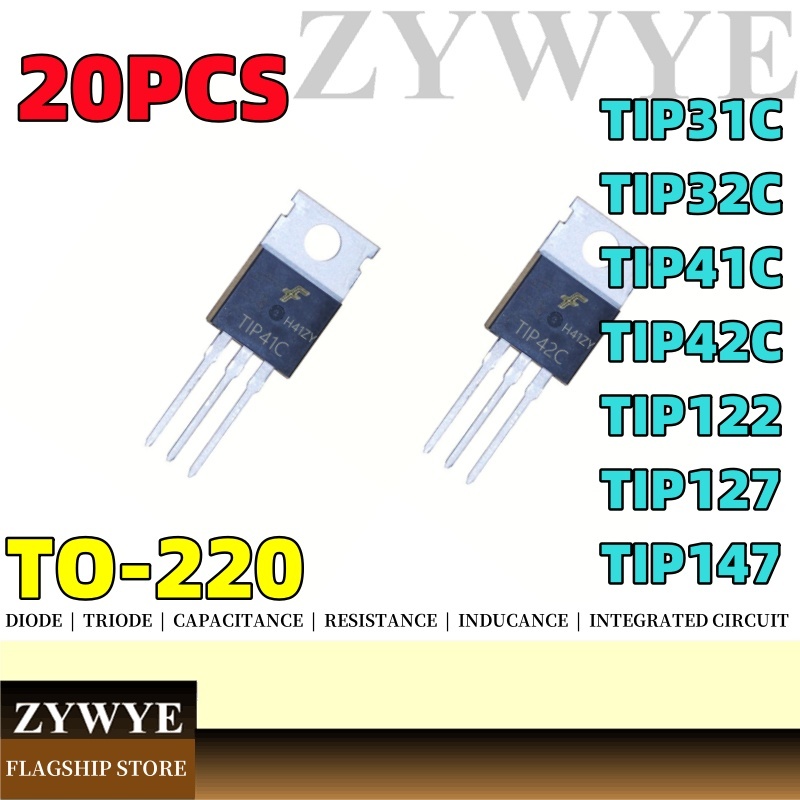 20 chiếc TIP41C TIP42C Triode TIP31C TIP32C TIP122 TIP127 TIP147 TO-220 Triode TIP31 TIP32 TIP41 ...