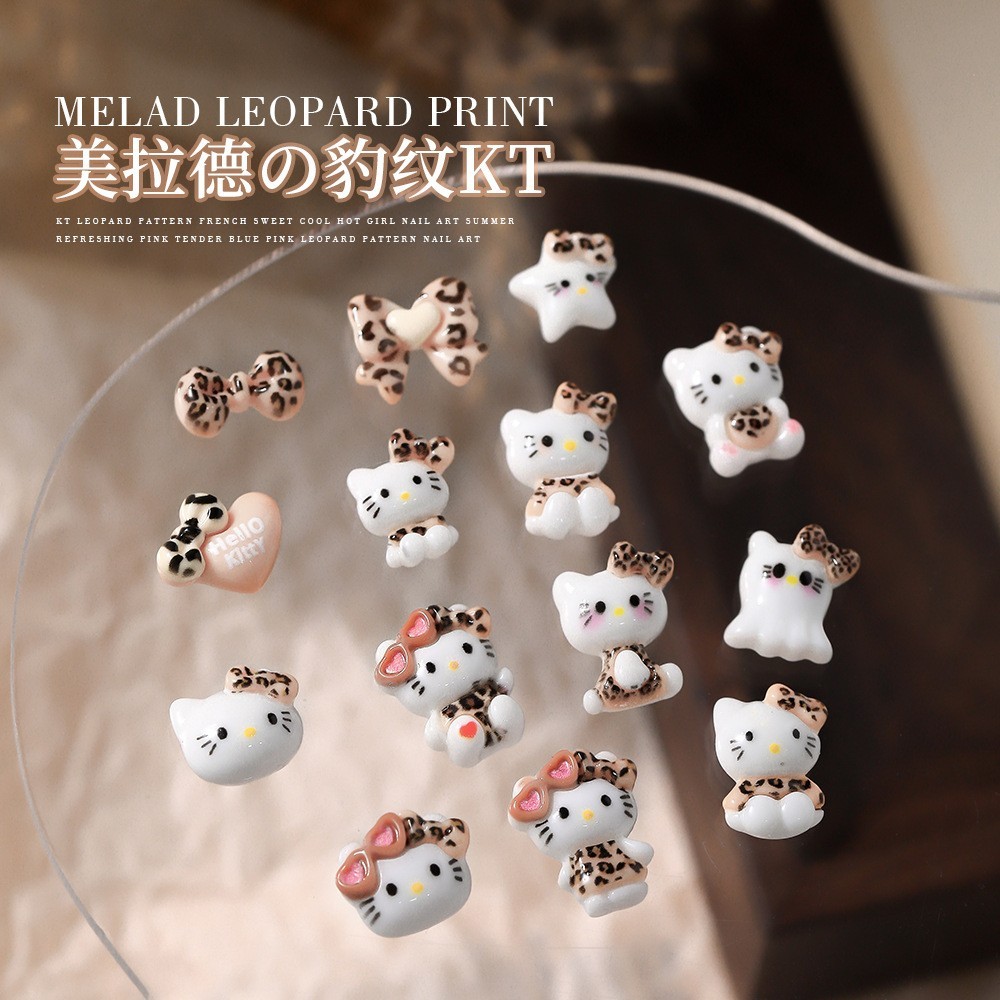 20 Chiếc Móng Tay Dễ Thương Da Báo Hello Kitty Mèo Hoạt Hình Nữ Tính 3D ...