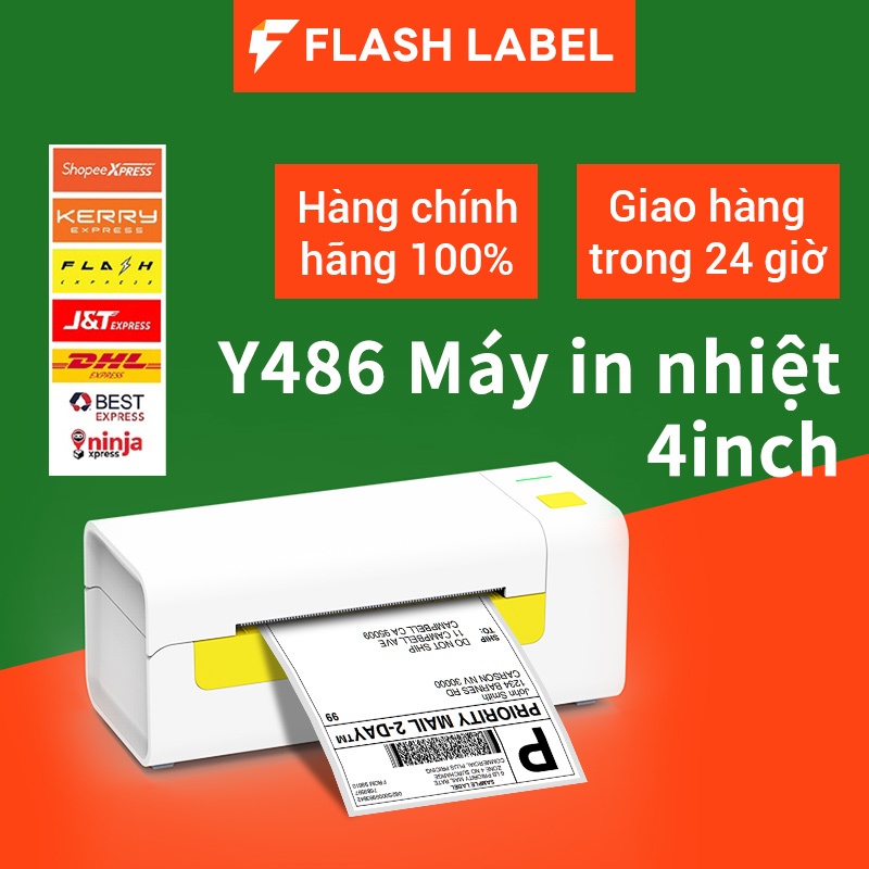 Máy in nhiệt Thermal Printer Flashlabel Y486, máy in đơn hàng, tem vận chuyển, mã vạch khổ A6 ...