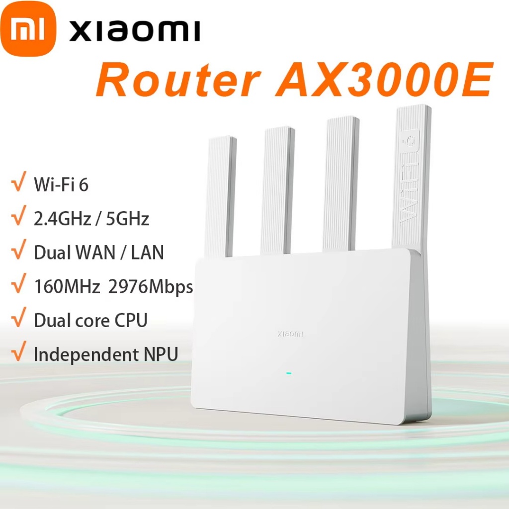 Bộ định tuyến Xiaomi AX3000E WiFi6 Tổng hợp cổng WAN / LAN kép 2.4G ...