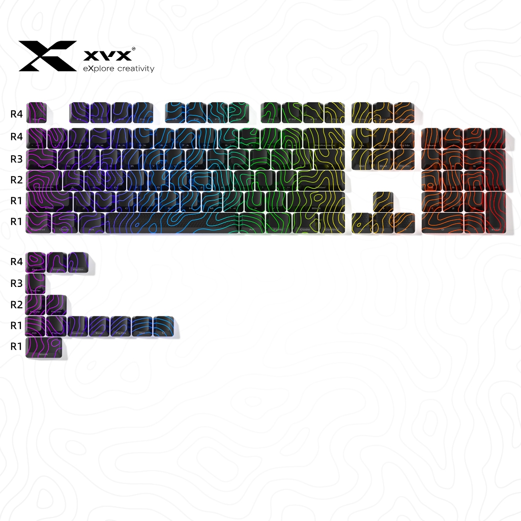 Xvx blcak Địa Hình Phiên Bản Mới Họa Tiết Shine-Through OEM Profile IMD-Tech Keycap Set 118 phím ...