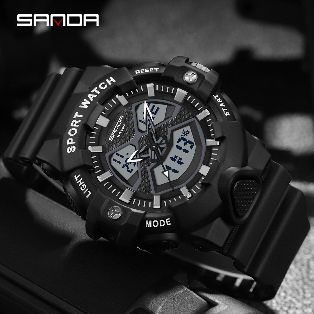Đồng Hồ Quartz Nam SANDA Đa Năng Chống Thấm Nước Có Đèn LED SANDA 3150 ...