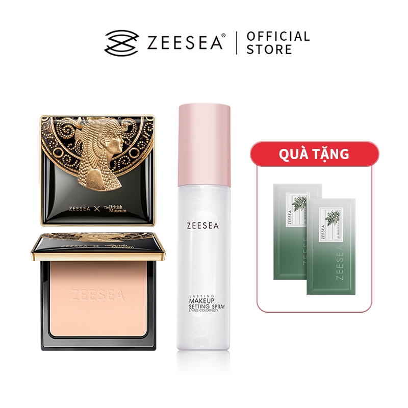 Zeesea British Museum Face Powder Oil Control 8g + xịt trang điểm tạo ra 50ml / 100ml | Shopee ...