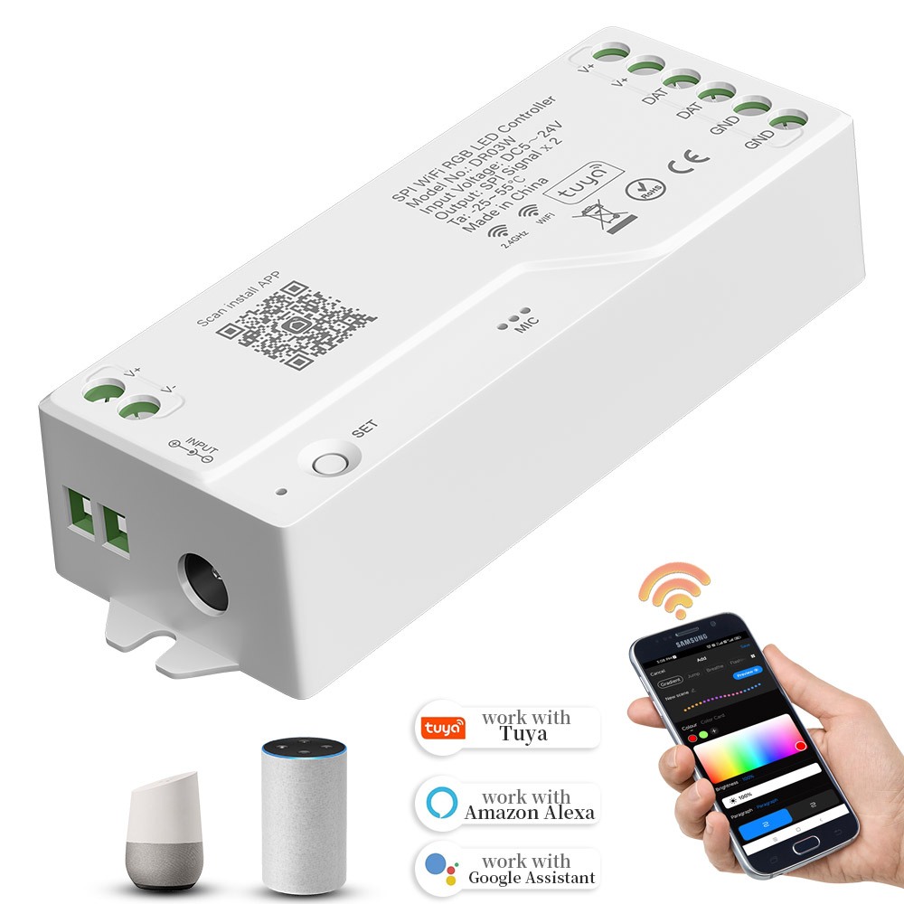 Tuya 2.4G SPI WIFI LED Bộ Điều Khiển DR03W Google Home Alexa Cho WS2811 ...