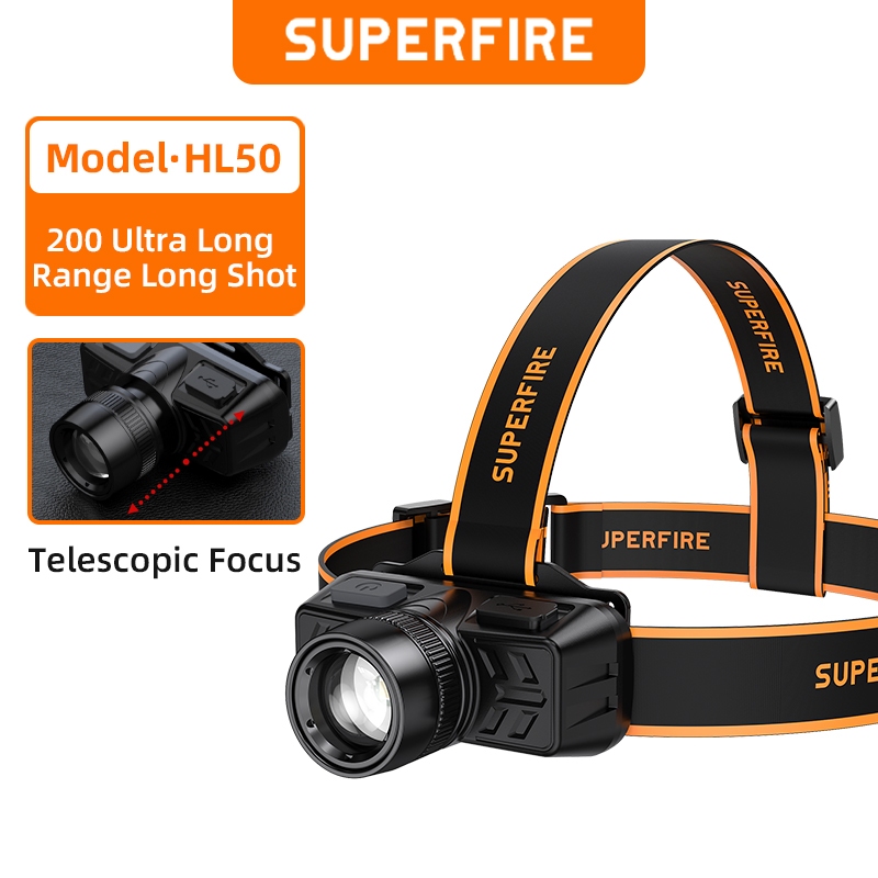 Superfire HL50 3W Đèn pha kính thiên văn ánh sáng mạnh tầm xa sạc ban đêm đèn câu cá LED đèn ...