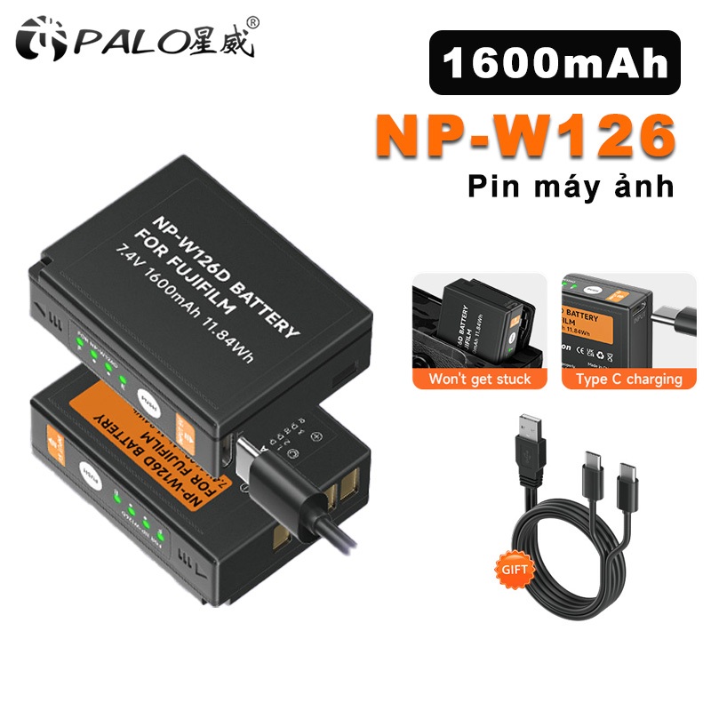 Pin máy ảnh pin USB PALO Fujifilm NP-W126 W126S X100F X-T30 X-PRO3 XT20 ...