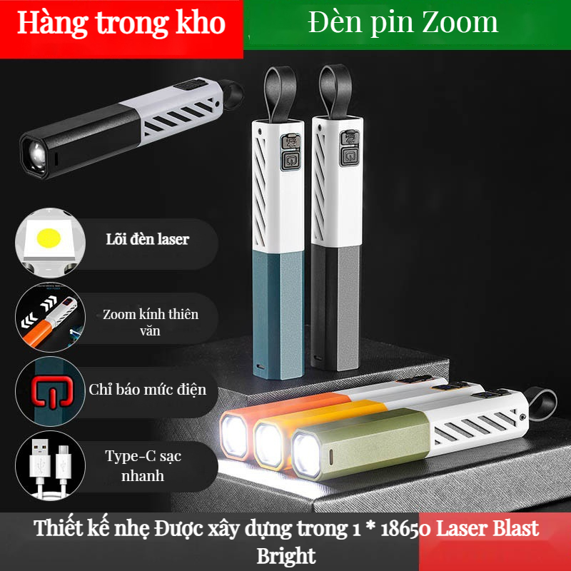 Nâng cấp đa chức năng mới đèn pin laser trắng Type-C có thể sạc lại zoom ngoài trời di động LED ...