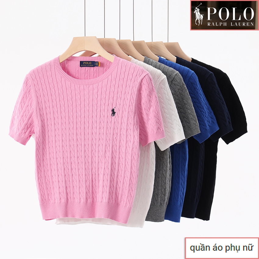 Áo len nữ tay ngắn Ralph Lauren Áo len ngắn tay xoắn ngắn Áo len ngắn ...