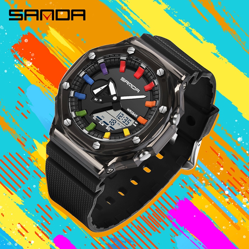 Đồng hồ nam điện tử phát sáng chống nước đơn giản Sanda 3341-2 | Shopee ...
