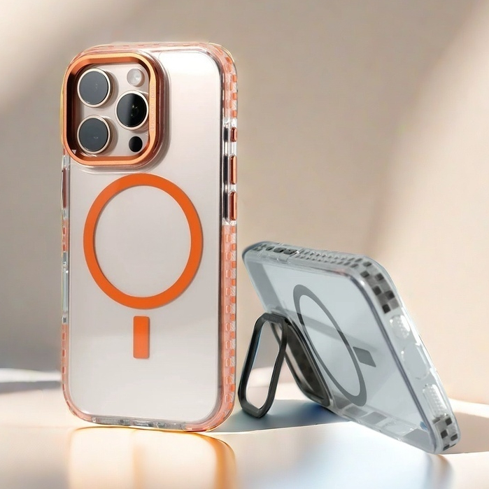 【Transparent acrylic hard case/With Metal bracket/Orange】Ốp lưng ...
