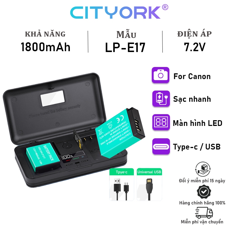 Pin Canon LP-E17 CITYORK LPE17 cho Canon EOSRP77D 200D 850D M5 m6ii ...