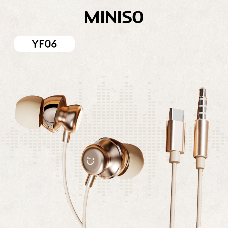 Tai nghe có dây Miniso YF06 Tai nghe âm thanh nổi 9D trong tai 3,5MM Thoải mái khi đeo với Micrô ...