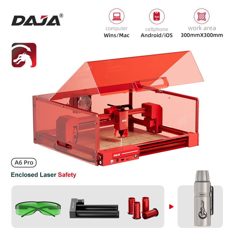 DAJA A6Pro Máy khắc khung Laser thương mại có nắp bảo vệ có nắp mở Bảo ...