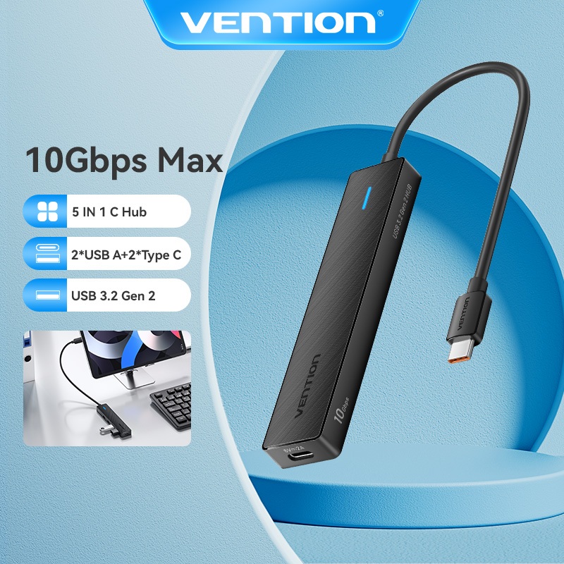 Vention 5 trong 1 C Hub 10Gbps USB 3.2 Gen 2 USB-C sang Type-A x 4 ...