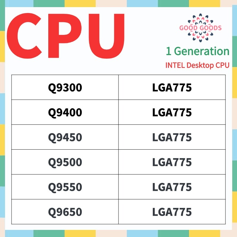 Q9300 Q9400 Q9450 Q9500 Q9505 Q9550 Q9650 INTEL Core thế hệ đầu tiên 2 ...