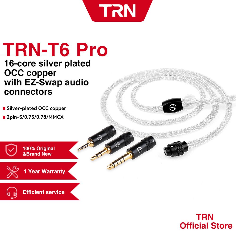 Trn T6 Pro 16 Core Đồng Mạ Bạc Tai Nghe Cáp Nâng Cấp Cho TRN KZ QKZ CCA ...