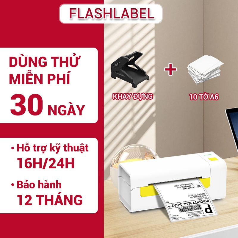 Máy In Nhiệt Flashlabel Thermal Printer Y486 ,máy in đơn hàng,tem vận chuyển,mã vạch khổ A6 ...