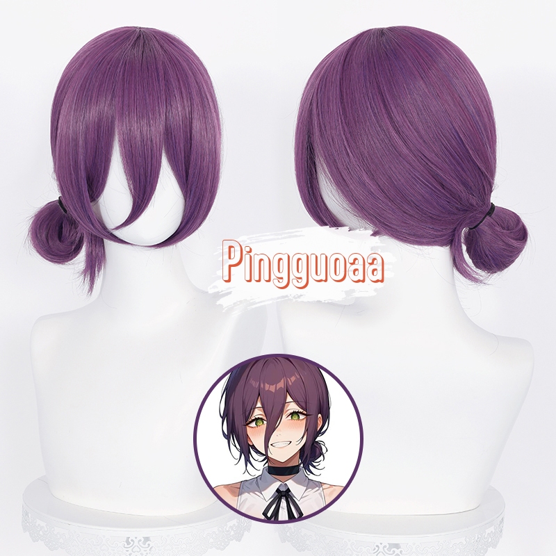 【Manmei】Anime Chainsaw Man Reze Cosplay Wig 45cm Light Purple Mixed ...