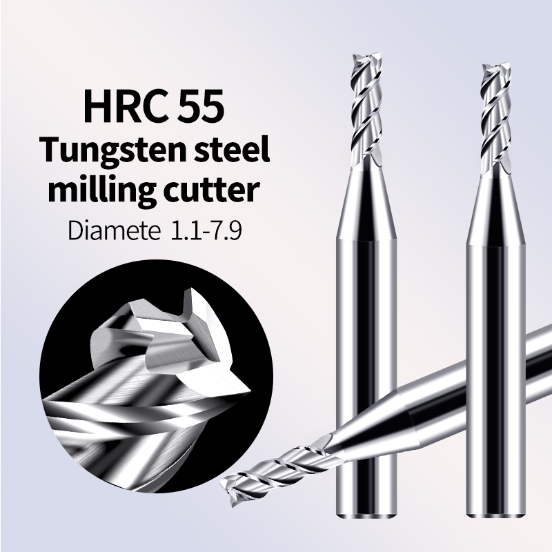 55HRC 3F Thép vonfram Điểm thập phân Nhôm Phay D1.1/2.2/3.9mm Dao phay ngón hợp kim | Shopee ...