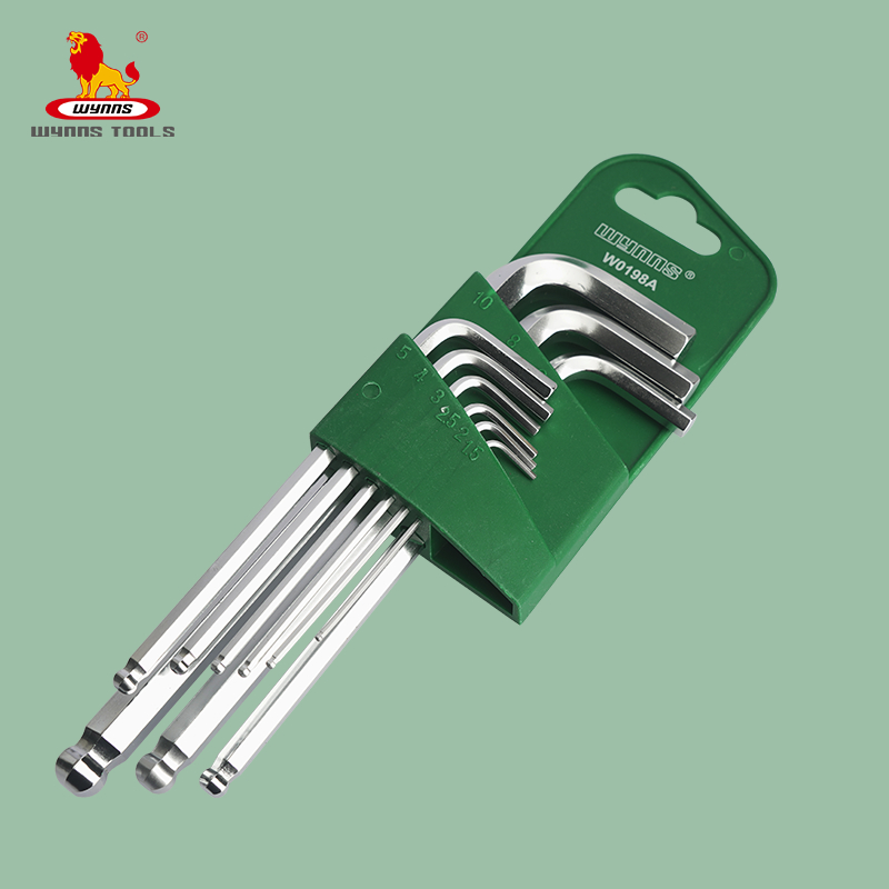 Bộ chìa khóa Allen 9 mảnh W0198B (1,5-10mm) Chìa khóa lục giác Imperial với thiết kế đầu bi dài ...