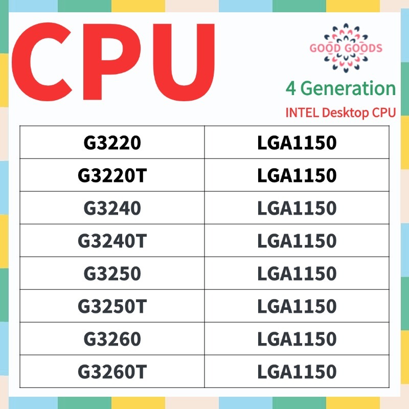 G3220 G3220T G3240 G3240T G3250 G3250T G3260 G3260T CPU máy tính để bàn INTEL Pentium thế hệ thứ ...