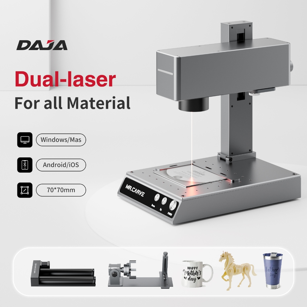 DAJA M4 laser engraving machine fully automatic metal marking red and blue laser head stainless ...