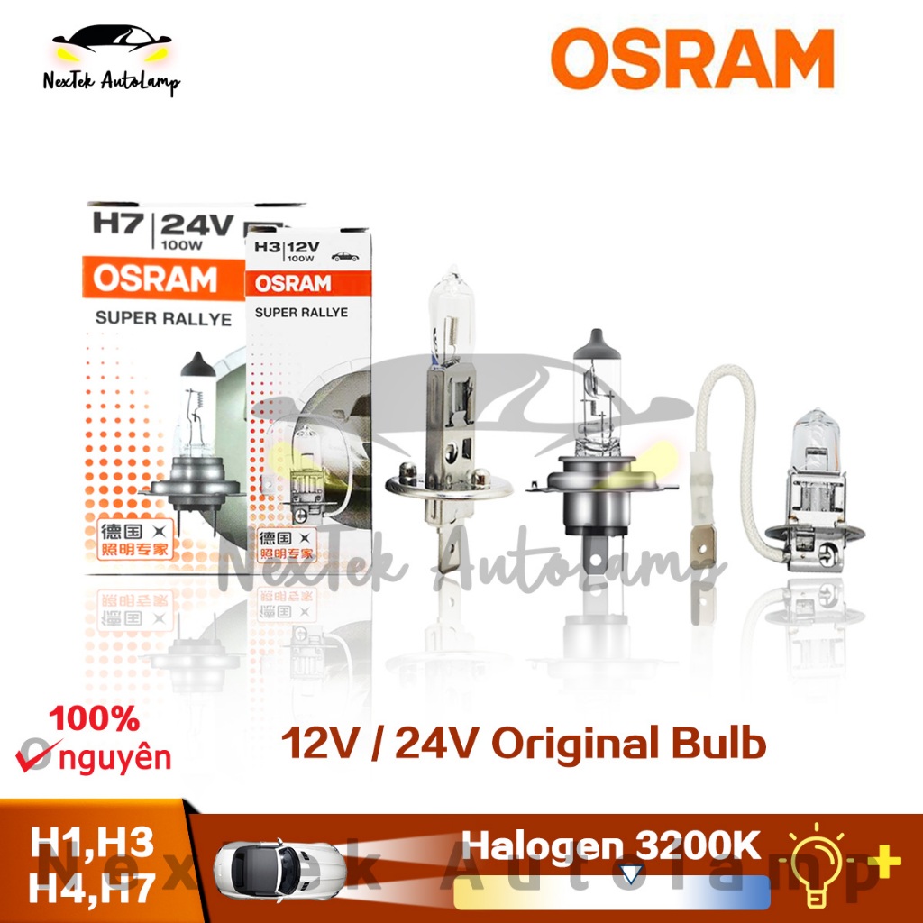 OSRAM Super Rallye H1 H3 H4 H7 12V 24V 80W 100W 100/90W 3200K Đèn pha ...